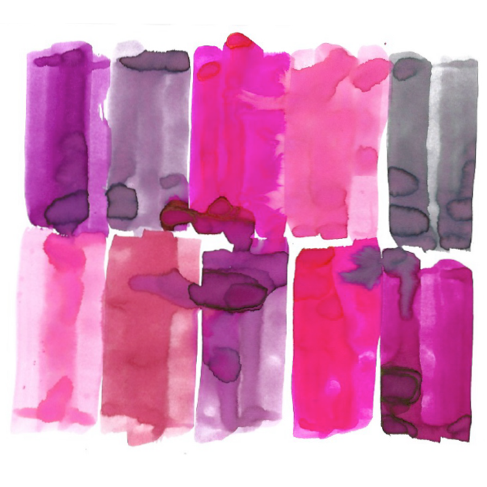 Pink Valerie 10 pink ink samples